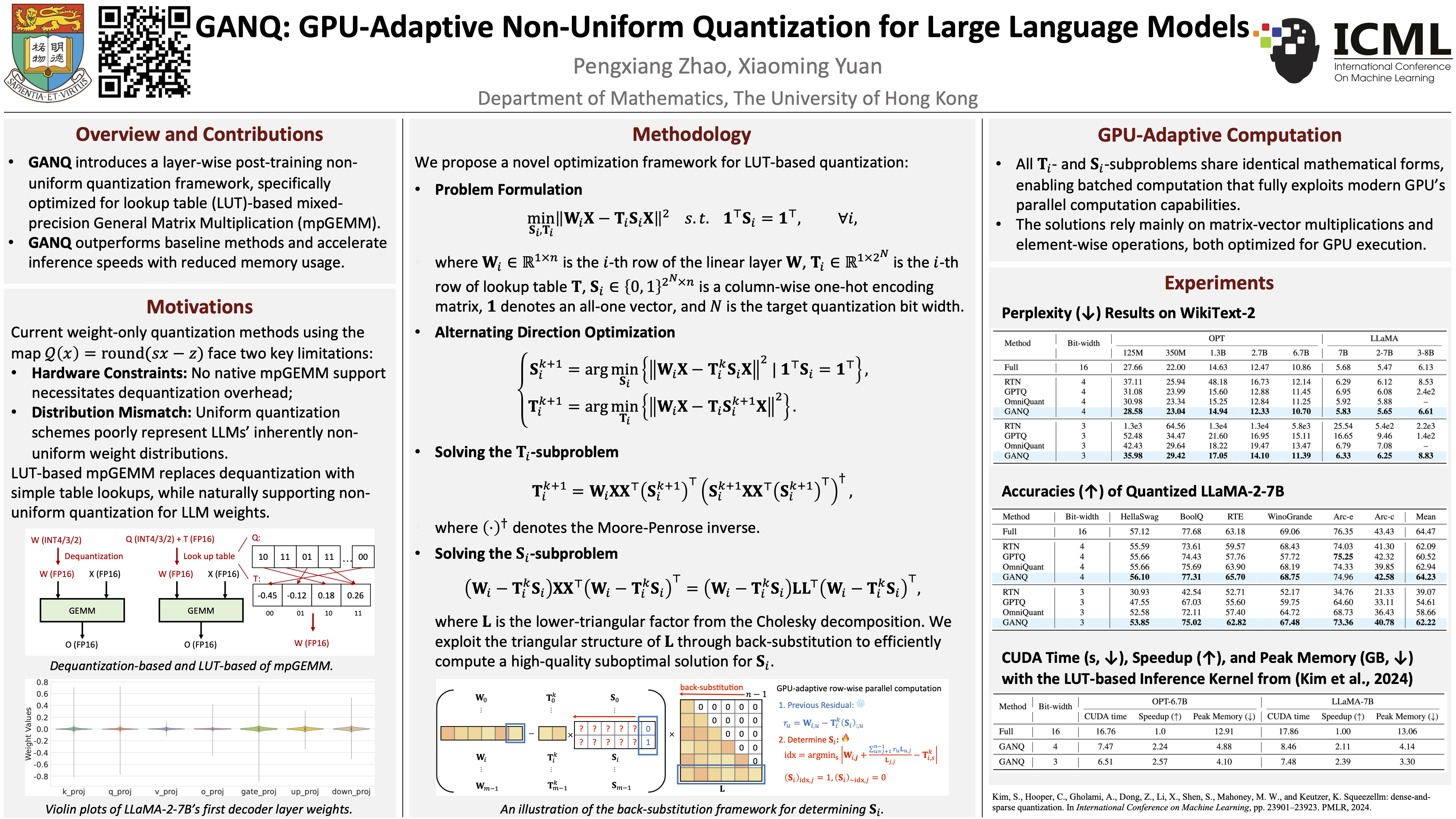 ICML Poster GANQ: GPU-Adaptive Non-Uniform Quantization for Large Language Models